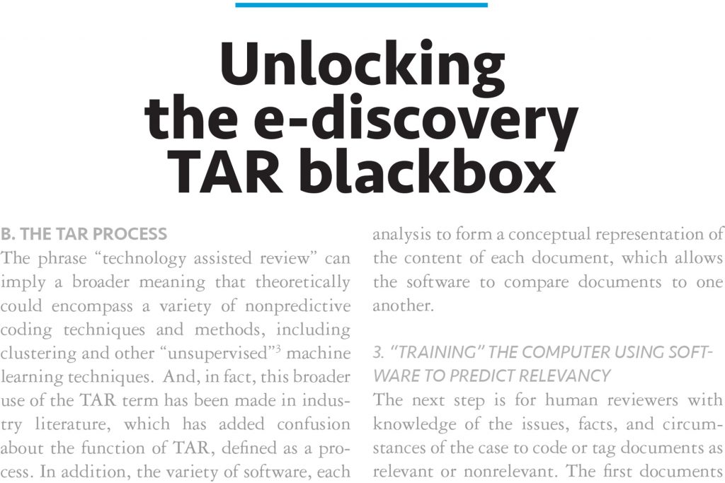 Unlocking the e-discovery TAR blackbox | Judicature